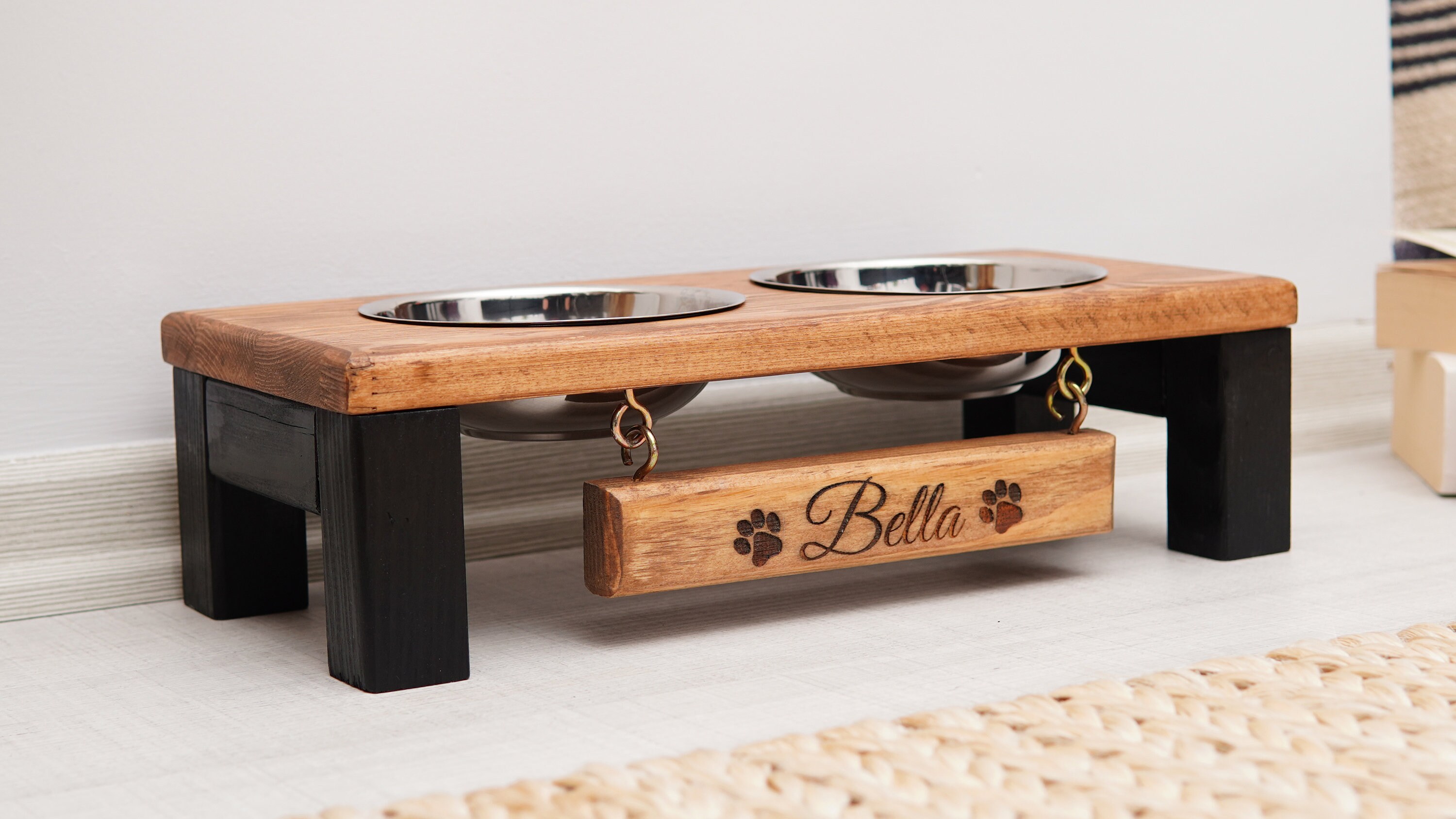 2 Bowl Dog Feeder, Custom Elevated Dog Bowls, Raised Dog Feeding Stand ...