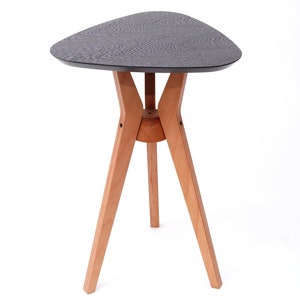 Oak Triangle Corner Table - Solid Wood End Table - Cross Legs ...