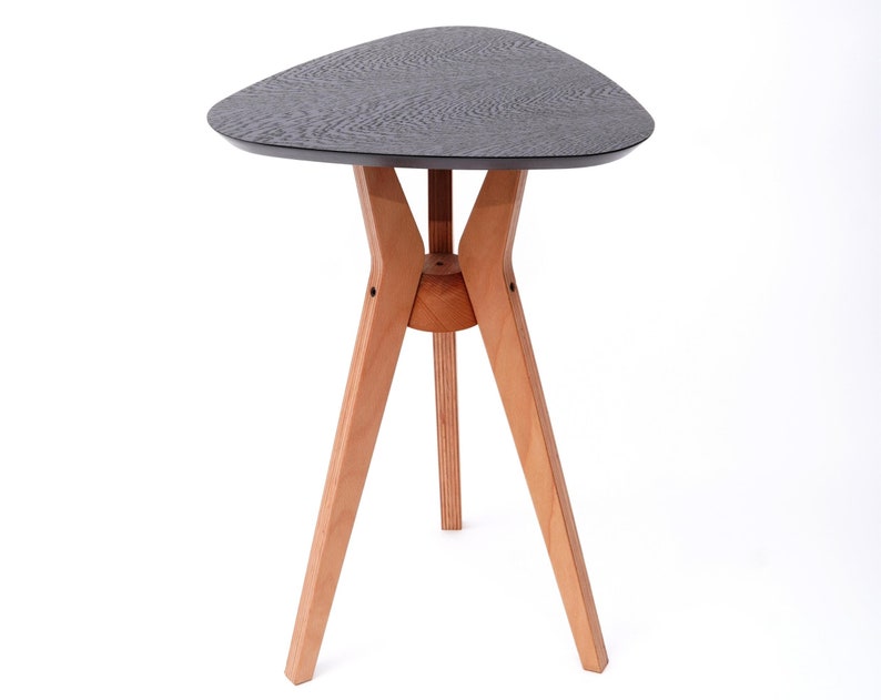 Oak Triangle Corner Table - Solid Wood End Table - Cross Legs ...