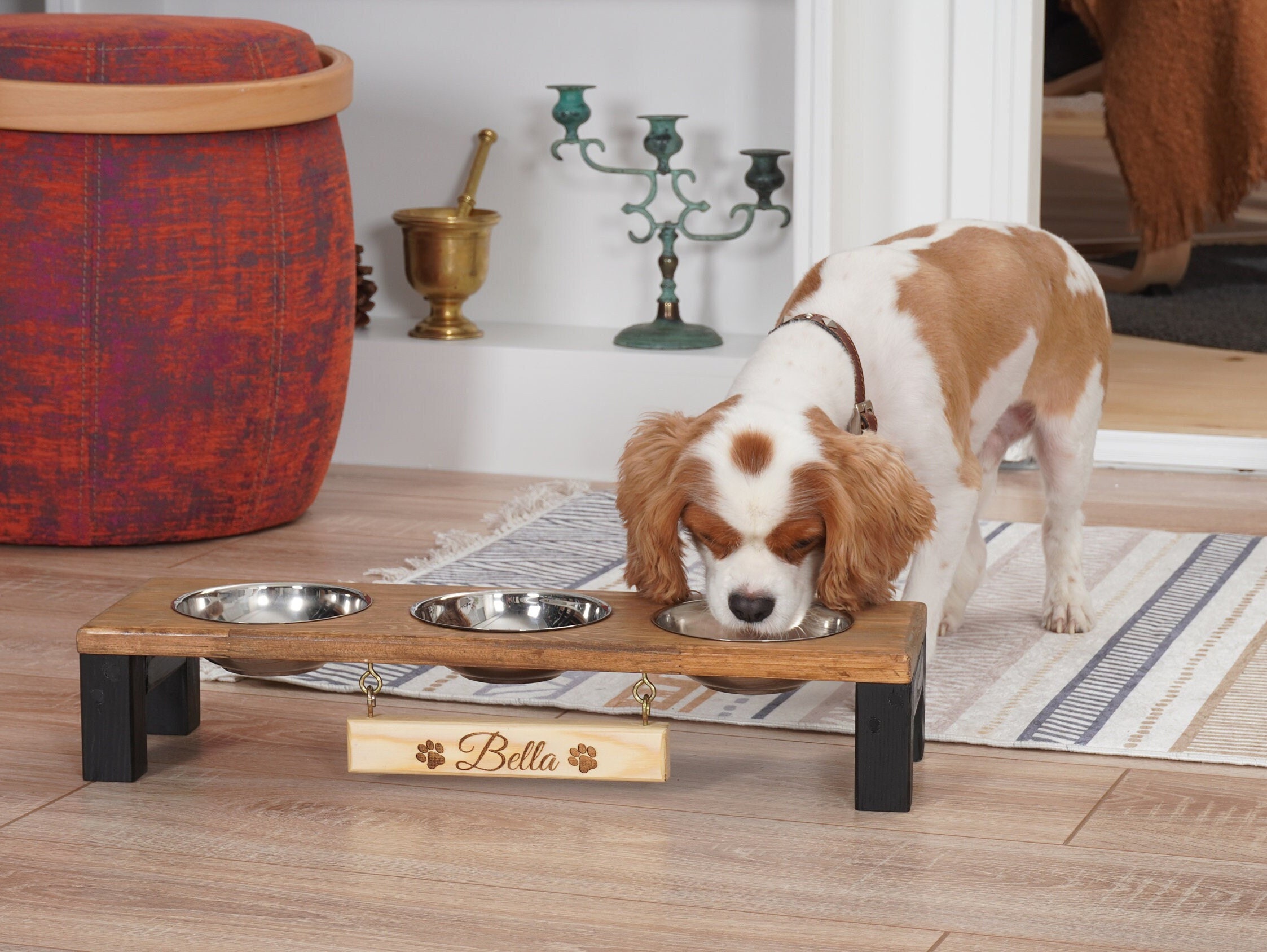 Personalized Bowl, 3 Bowl Dog Feeding Station, Cat Bowl Stand, Raised ...