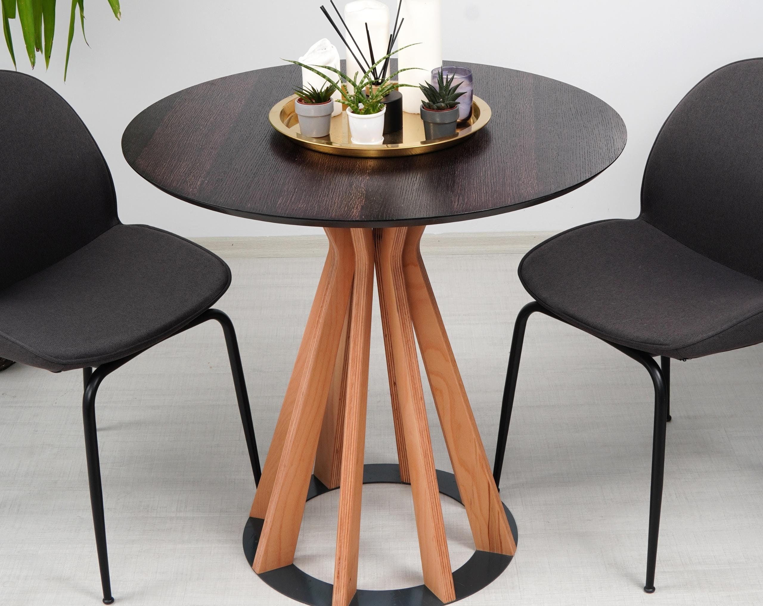 Oak Circle Coffee Table With Wooden Legs Modern Round Coffee - Etsy