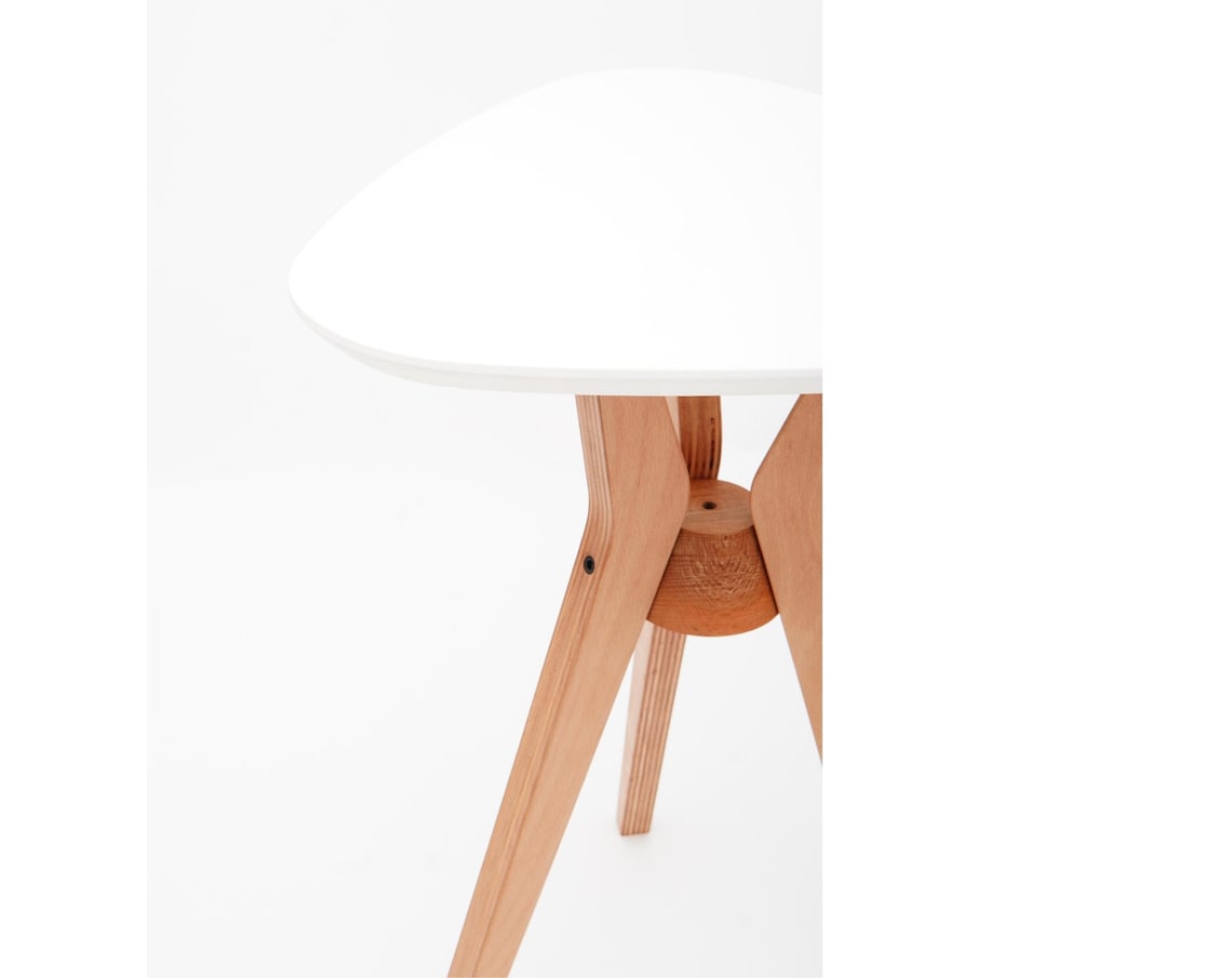 White Oak Triangle Wooden End Table – Tripod Three Legged Corner Table ...