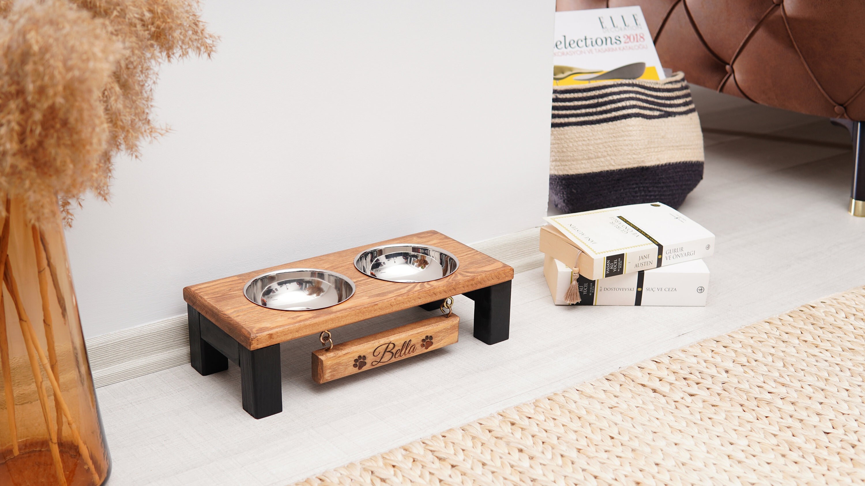 2 Bowl Dog Feeder, Custom Elevated Dog Bowls, Raised Dog Feeding Stand ...