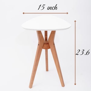 White Oak Triangle Wooden End Table – Tripod Three Legged Corner Table ...