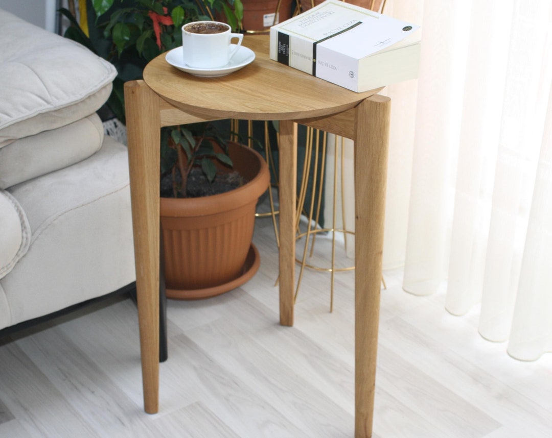 Oak Wooden Round Coffee Table Modern Circle Oval Coffee Table for ...