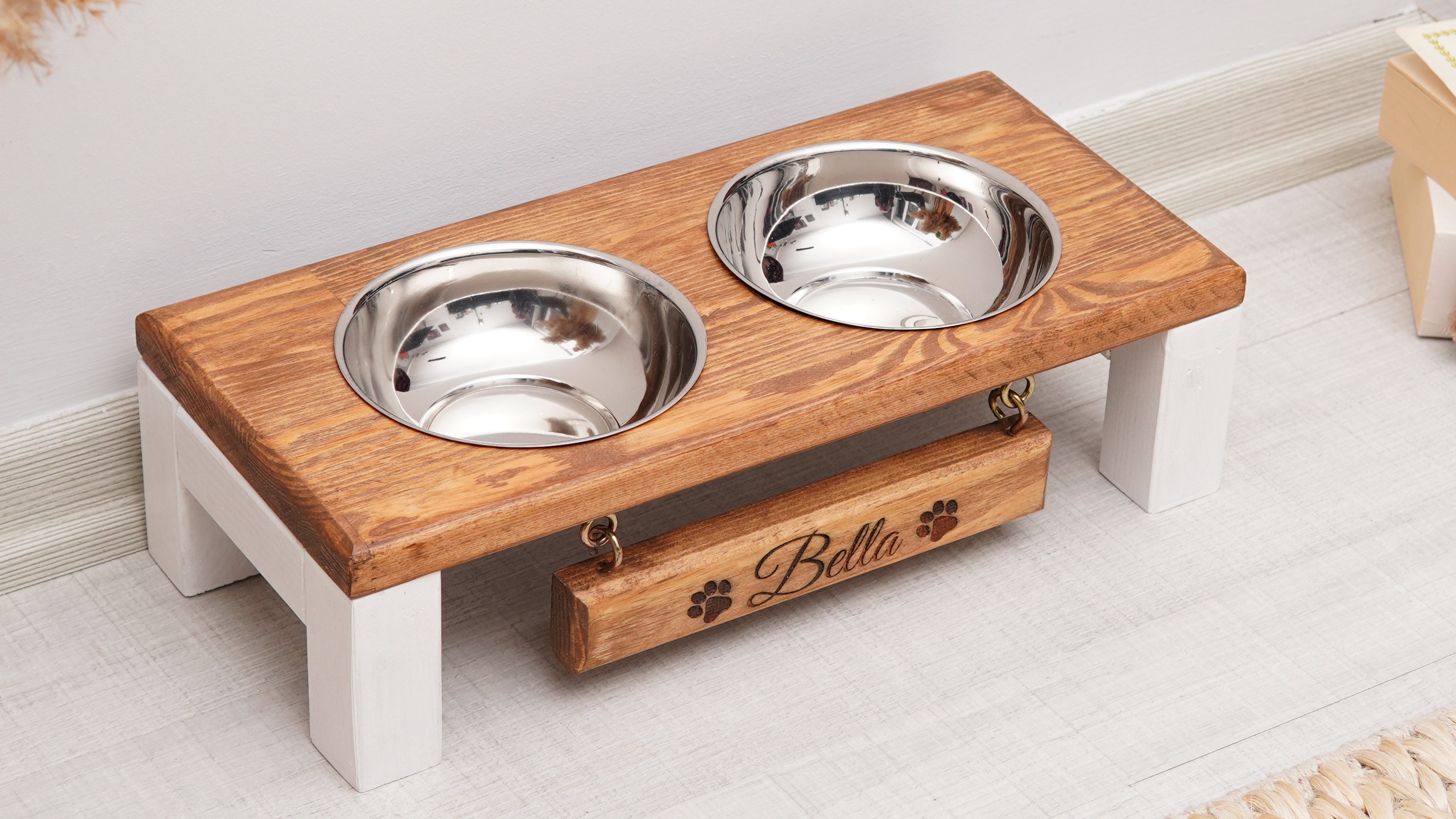 Dog Bowl Stand, Cat Food Stand, Elevated Pet Feeder, Personalized Dog ...