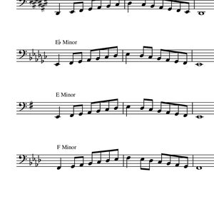 Minor Scales, Bass Clef, Printable Music Scales, Music Staff Paper ...