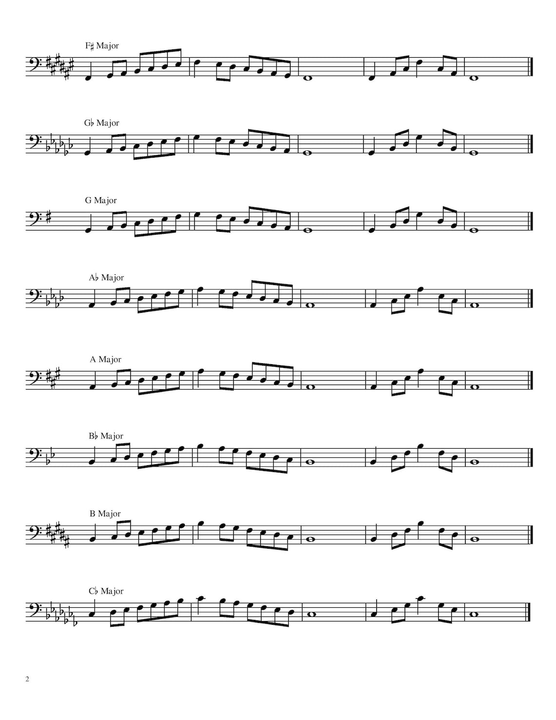 Major Scales, Bass Clef, Printable Music Scales, Music Staff Paper ...