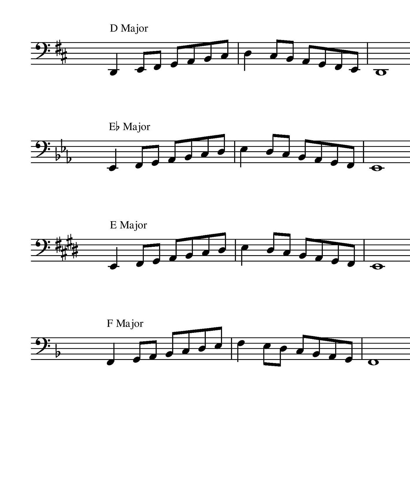 Major Scales, Bass Clef, Printable Music Scales, Music Staff Paper ...