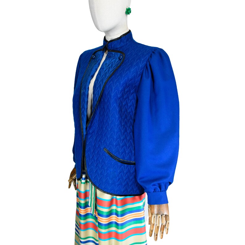 Vintage Guy Laroche Wool Jacket, 1980s Intense Blue Spencer, Puff ...