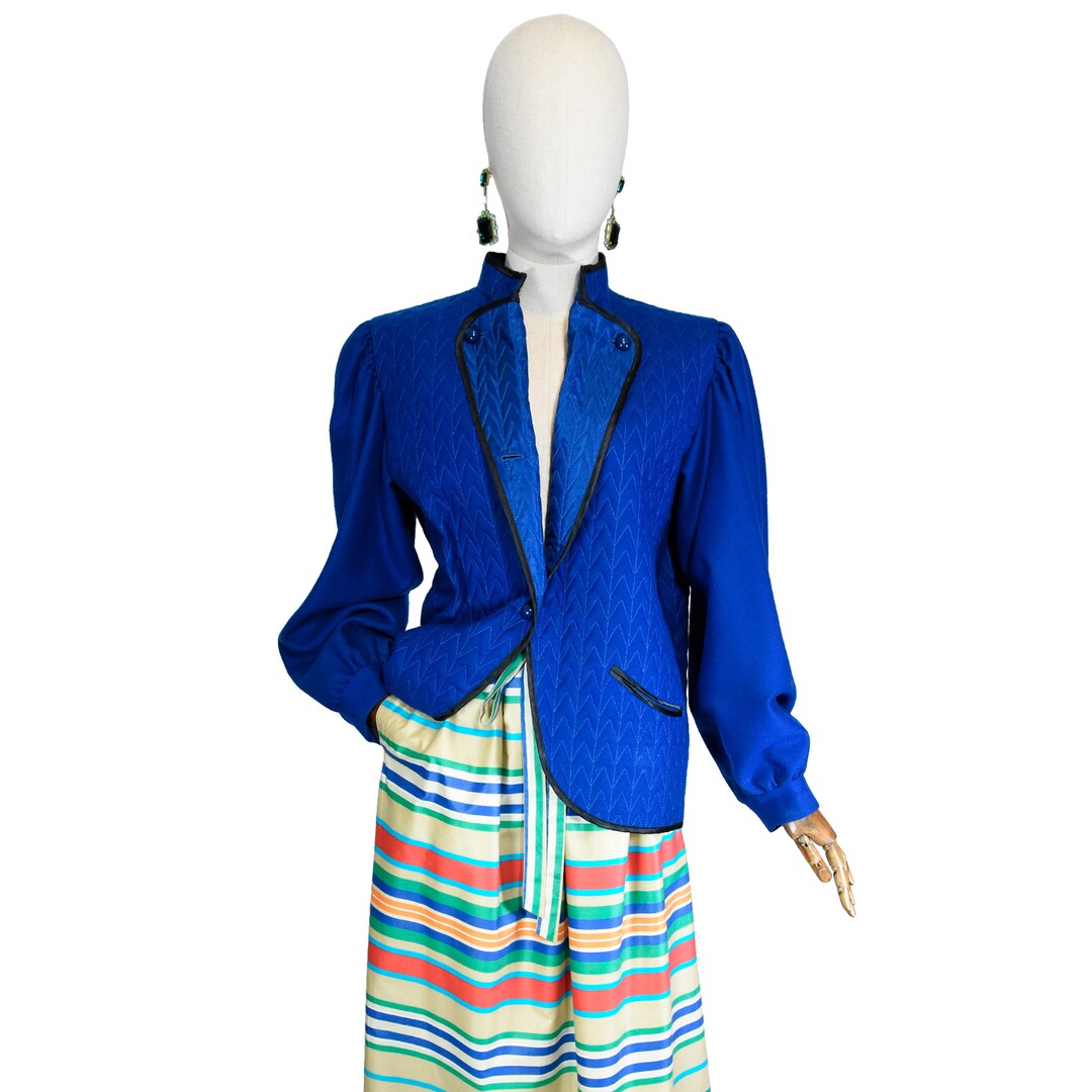 Vintage Guy Laroche Wool Jacket, 1980s Intense Blue Spencer, Puff ...