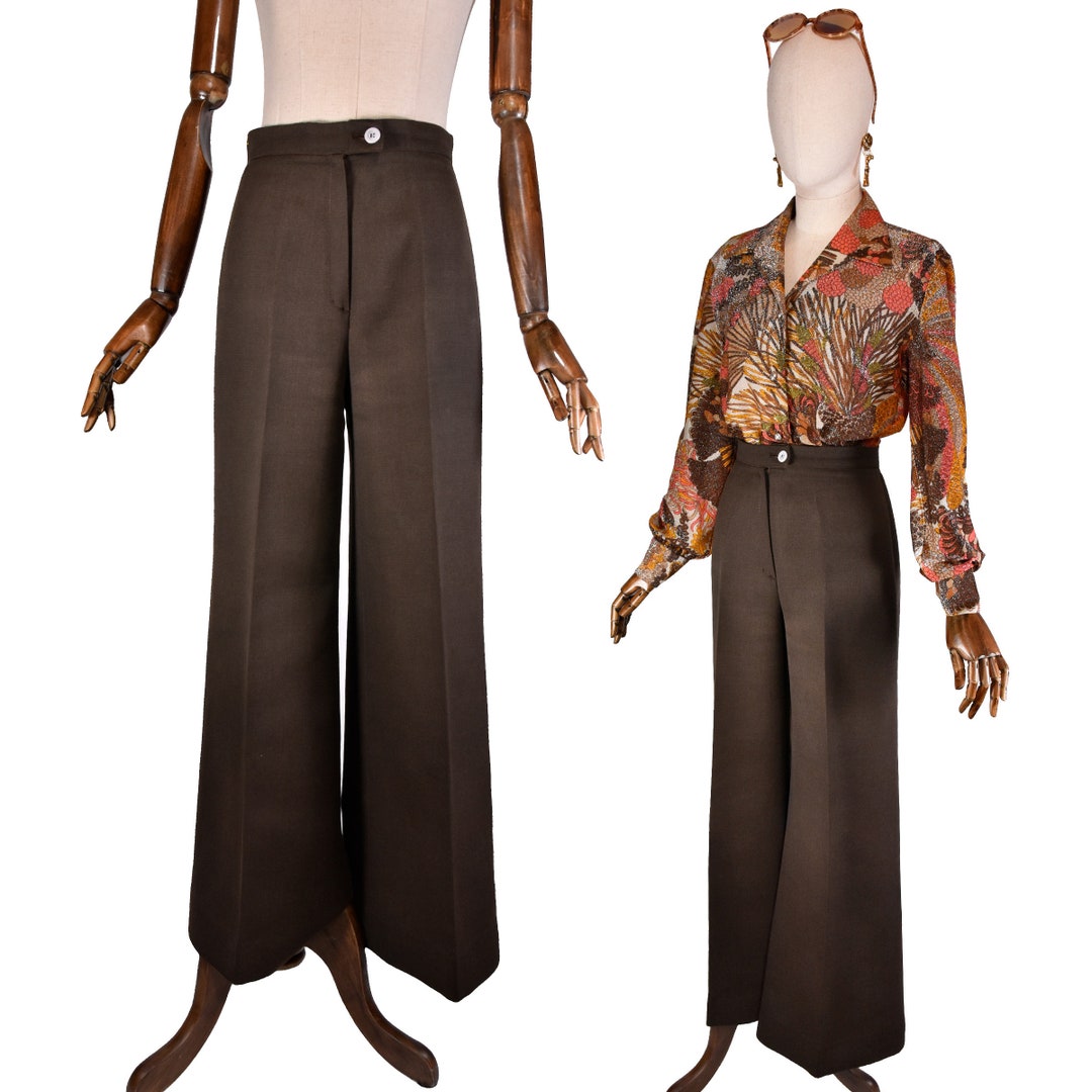70s BELL BOTTOM Pants, 1970s Vintage Jean Pascal Brown Flared Pants for ...