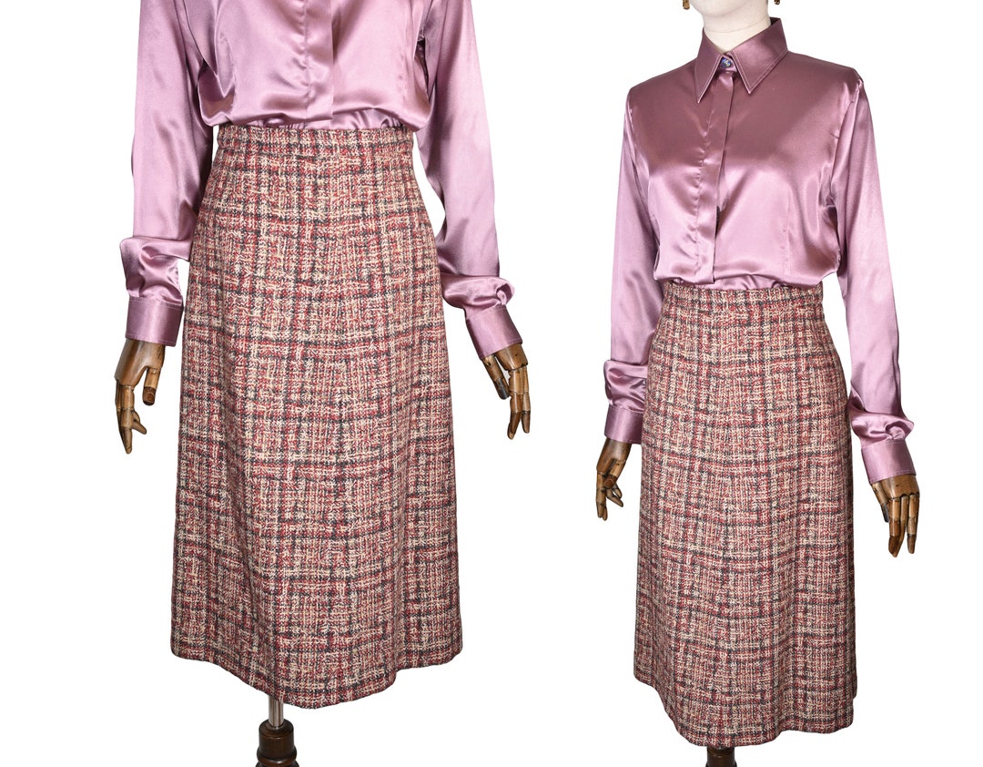 JAEGER Vintage Tweed Skirt Early 80's Wool Plaid Skirt - Etsy
