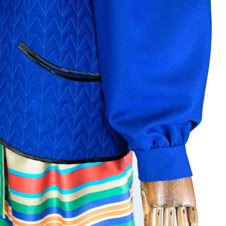 Vintage Guy Laroche Wool Jacket, 1980s Intense Blue Spencer, Puff ...