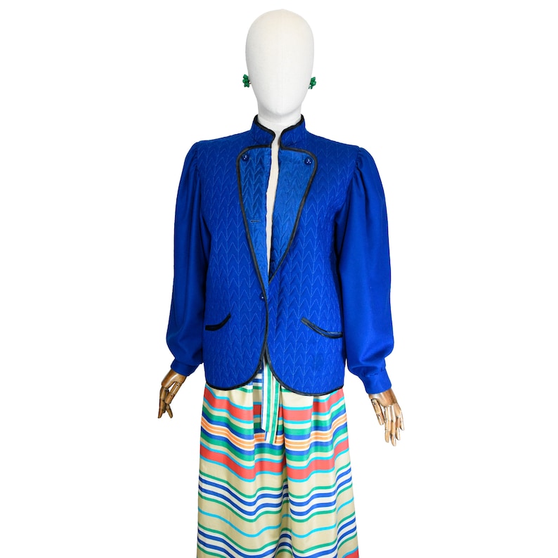 Vintage Guy Laroche Wool Jacket, 1980s Intense Blue Spencer, Puff ...