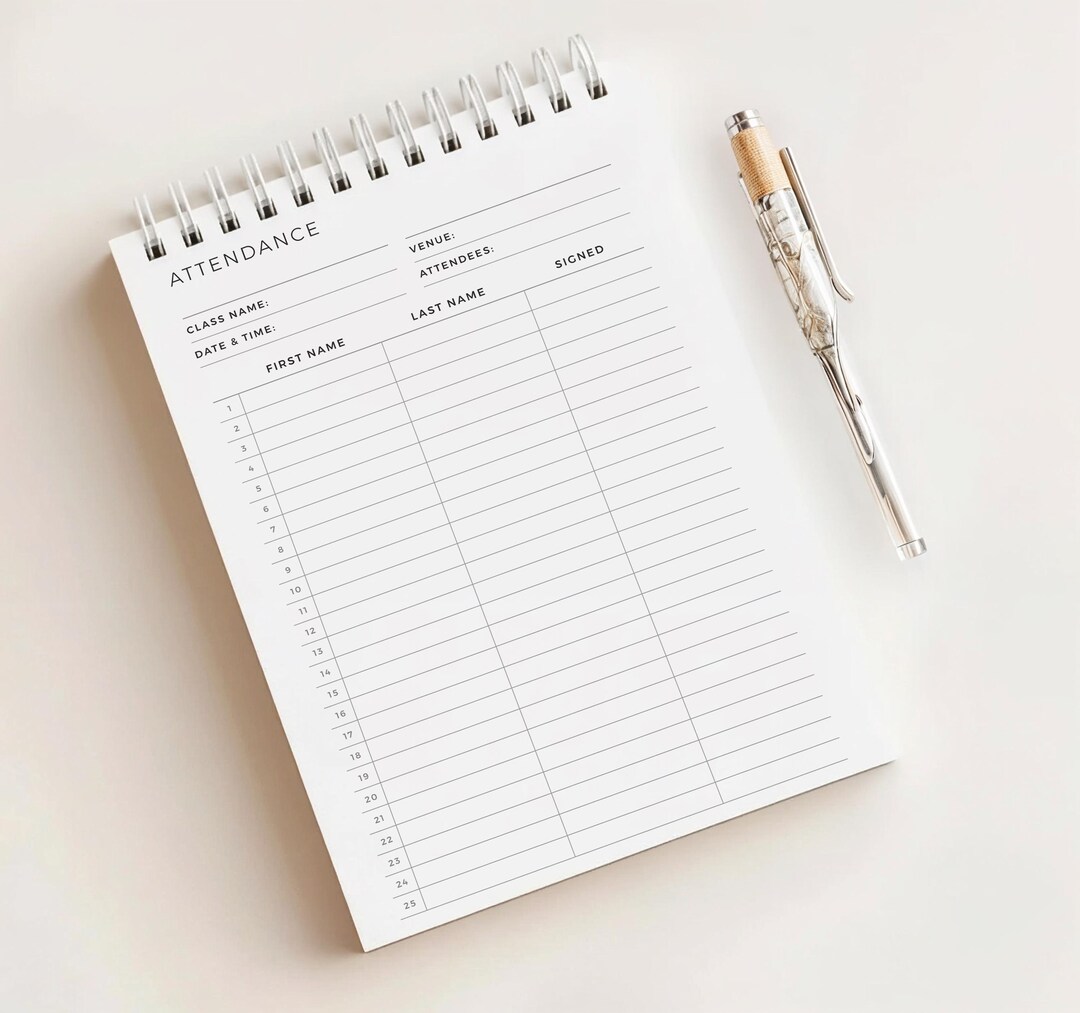 Class Attendance Notepad • Sign in Sheet • Classroom Log • 180 Pages ...