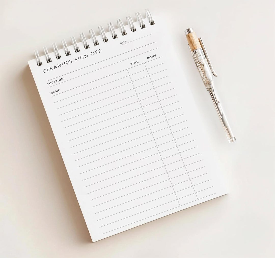 Cleaning Sign off Log • Daily Cleaner Log • 120 Pages • A5 Size ...