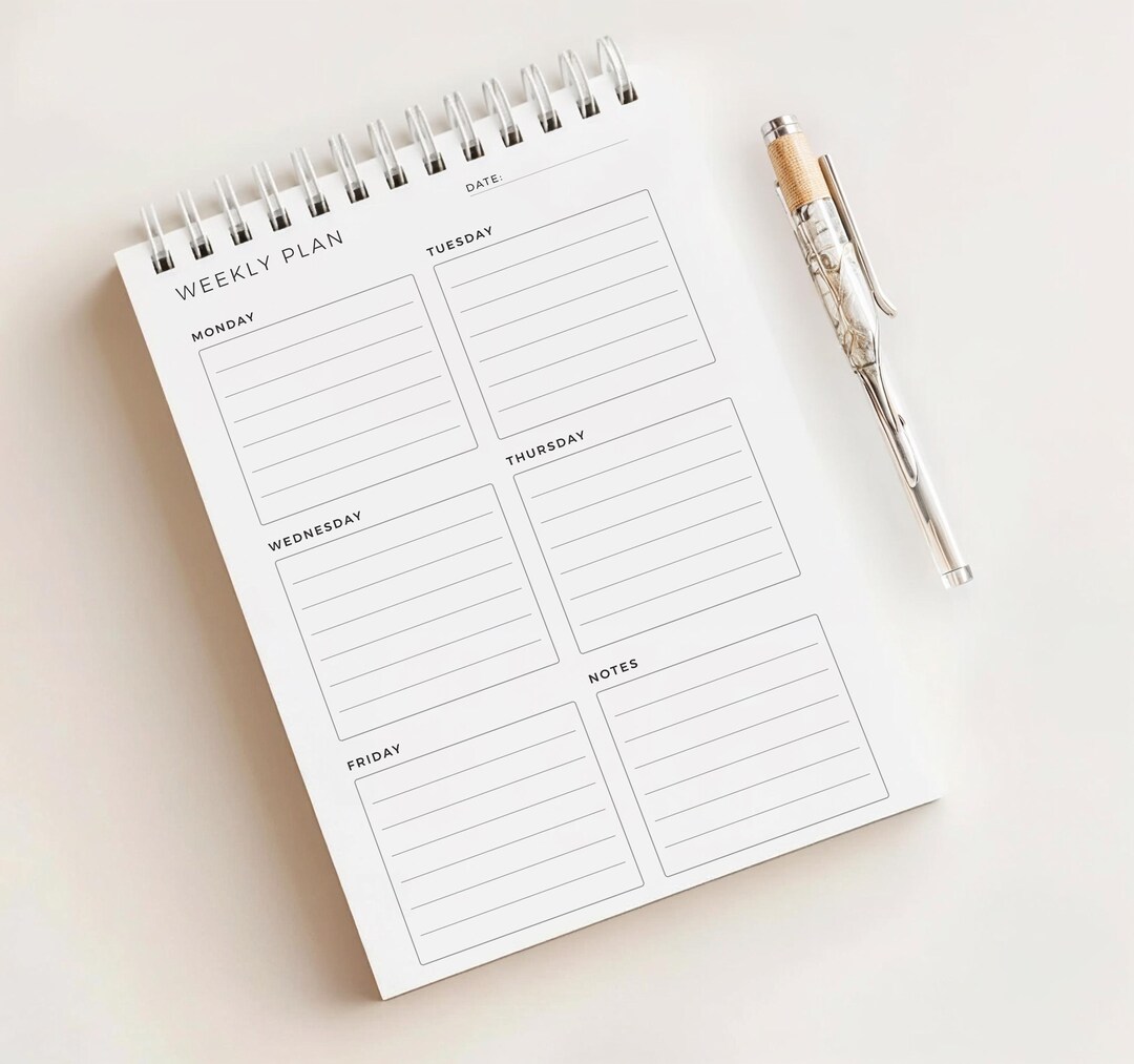 Five Day Weekly Planner Notepad • Monday–friday Planning • Weekly at a ...