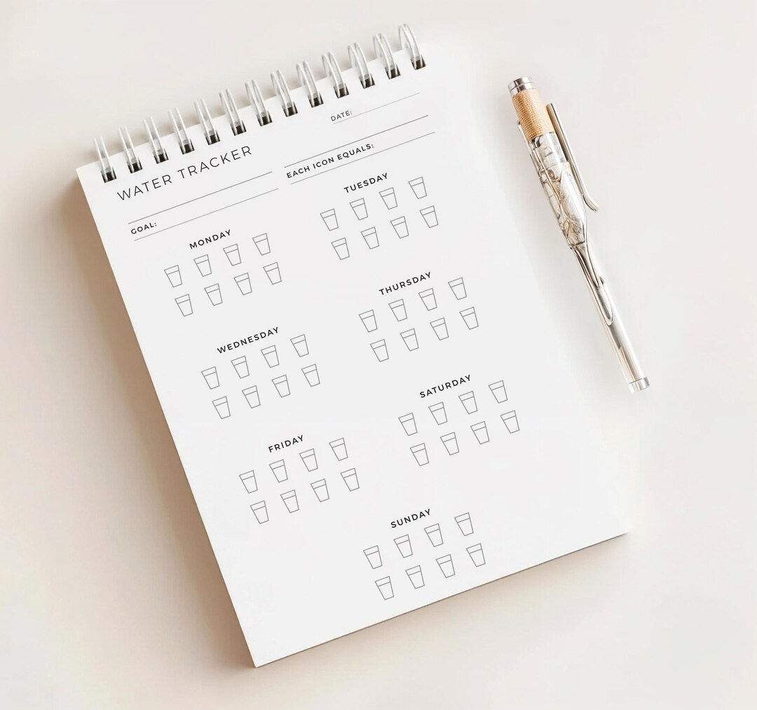 Weekly Water Intake Planner Notepad • Water Journal • Drink Water ...