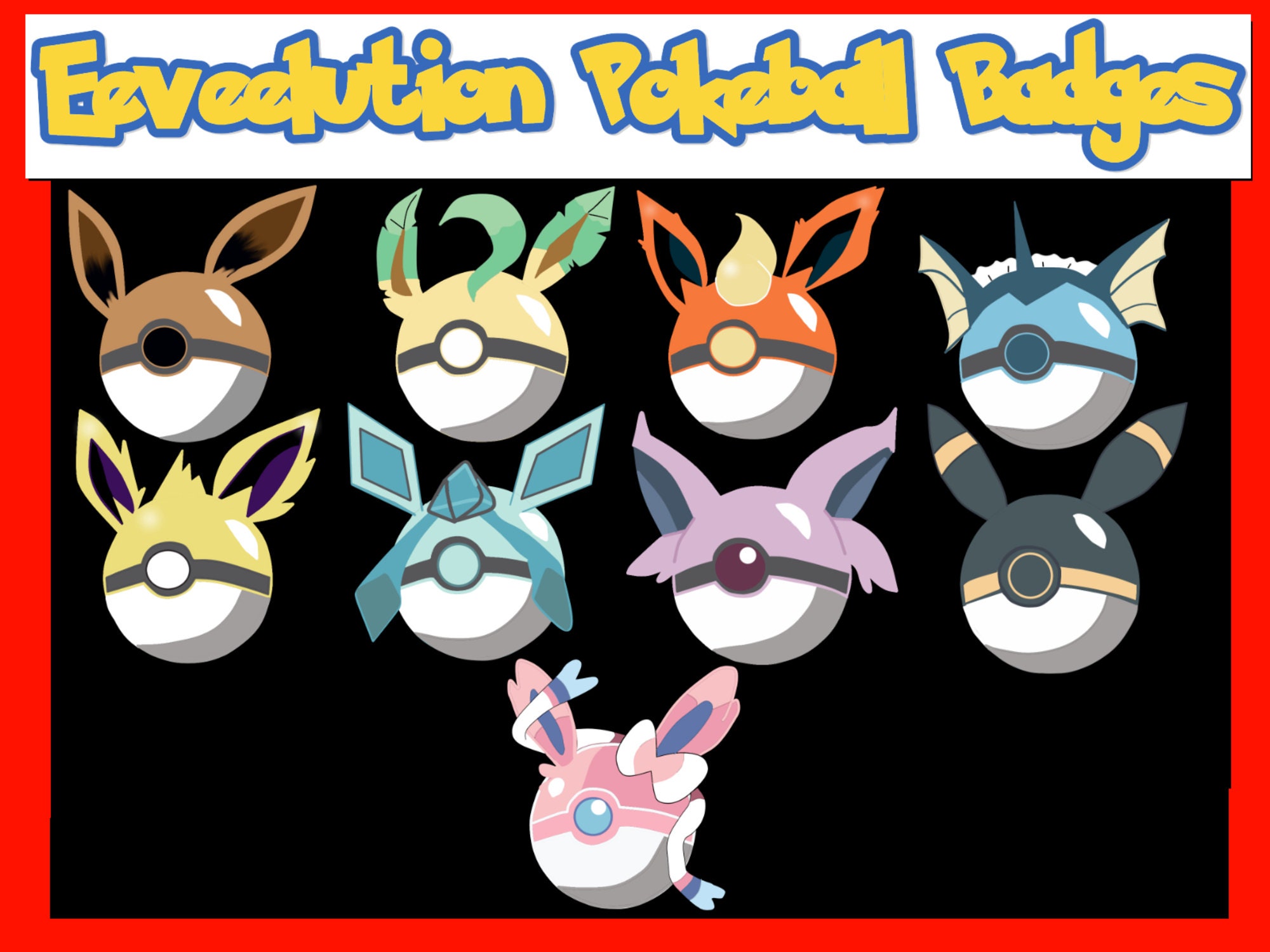 18 Eeveelution Pokeball Badges Emotes/ 18 Badges/ Normal and - Etsy