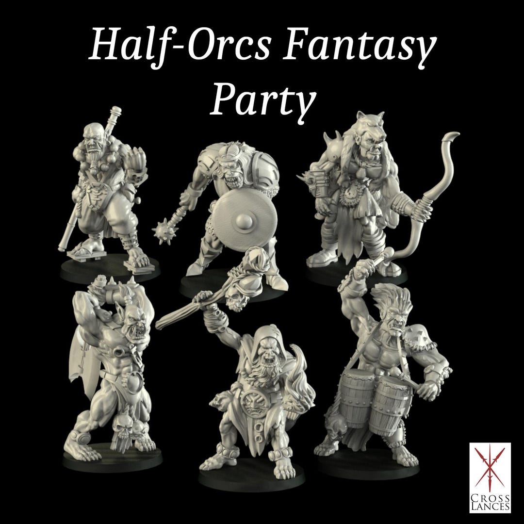 Half-orcs Fantasy Party - Fantasy Miniatures | Cross Lances - Etsy