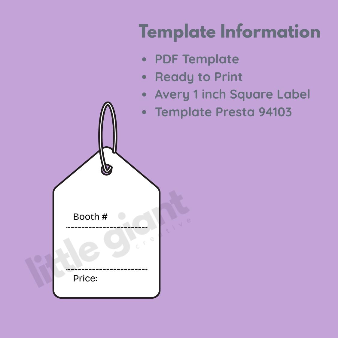 Vendor Booth Tags 1x1 Inch – Instant Download for Market & Event ...