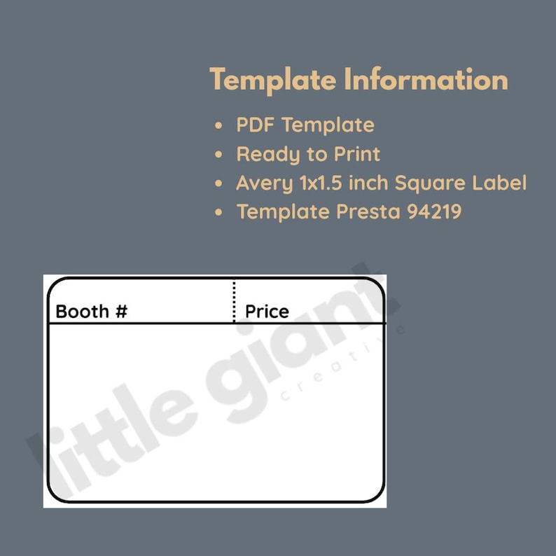 Vendor Booth Tags 1x1.5 Inch – Instant Download for Market & Event ...