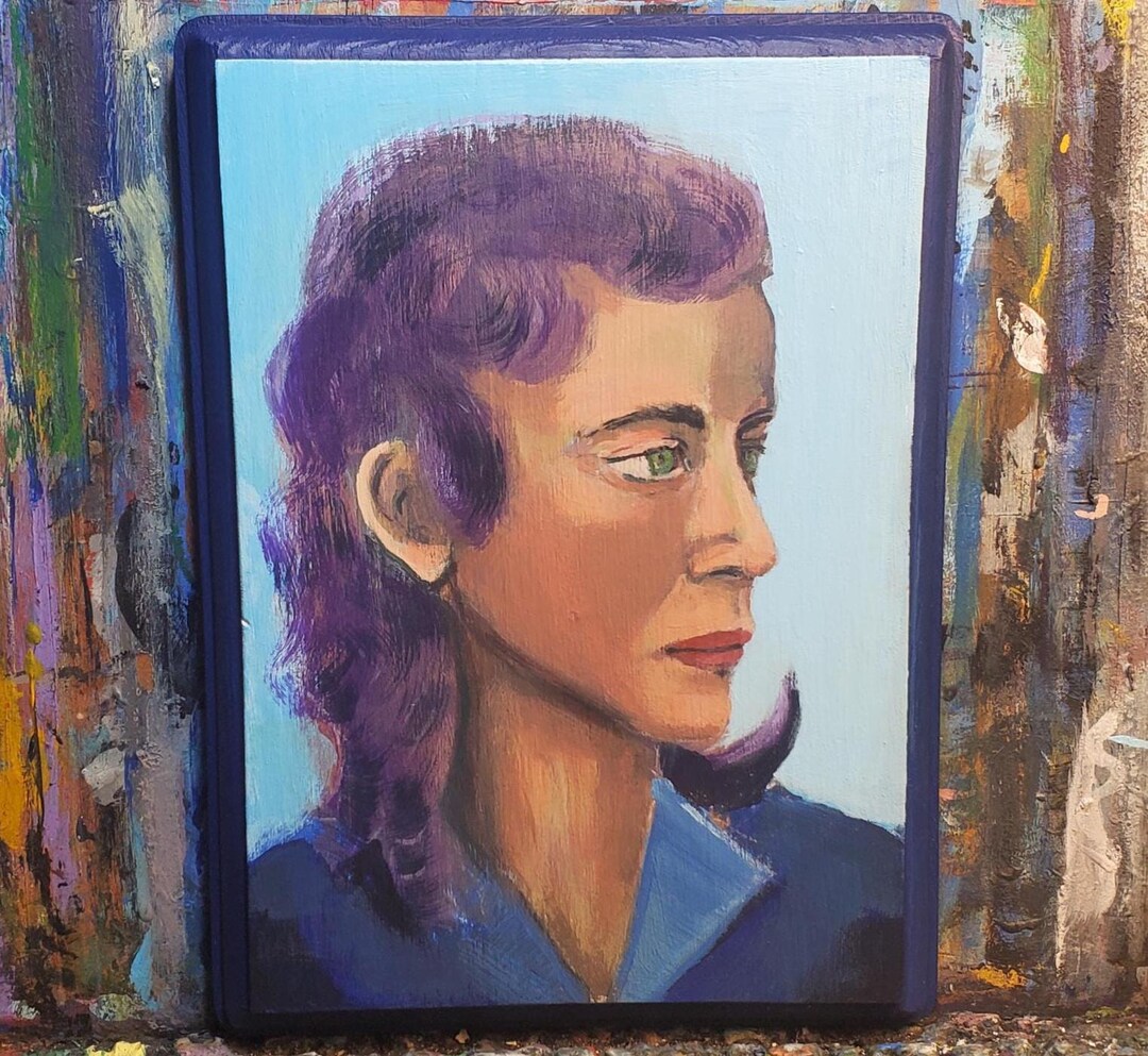 Original Outsider Female Portrait Painting on Wood Plaque - Etsy