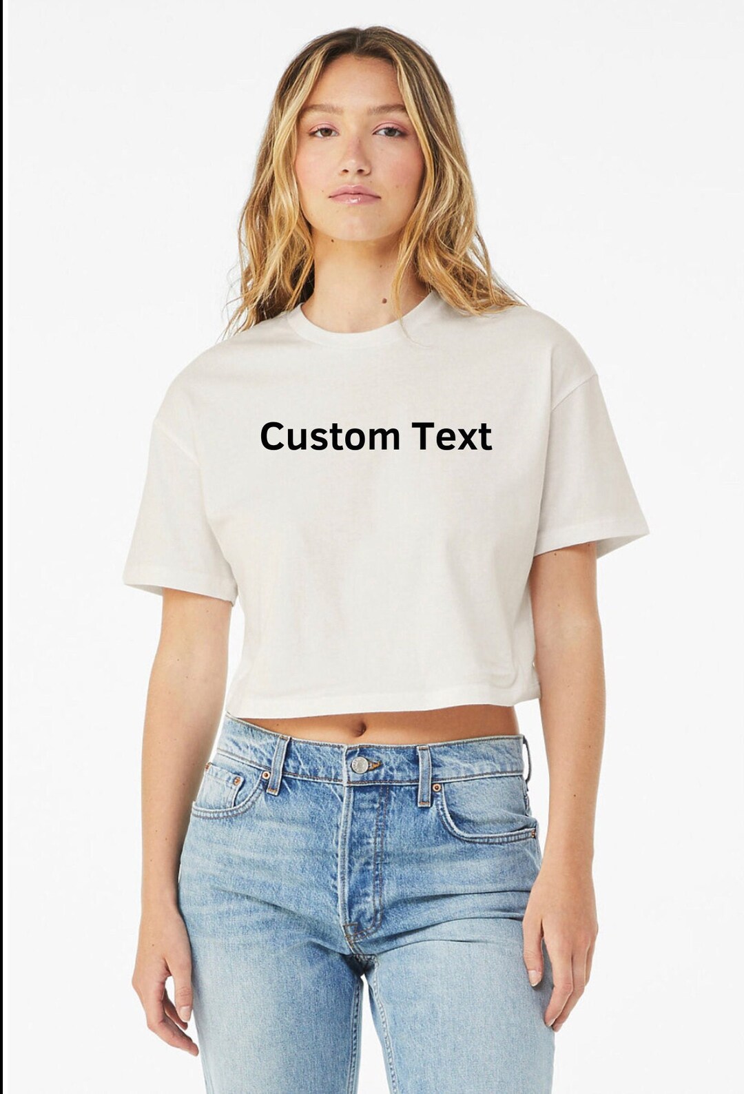 Personalized Crop Top: Custom Text, Women's Jersey Tee - Etsy