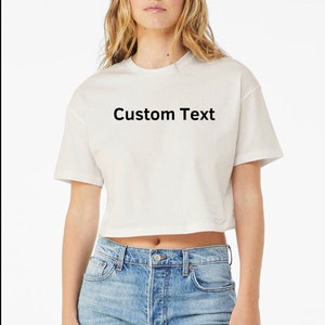 Personalized Crop Top: Custom Text, Women's Jersey Tee - Etsy