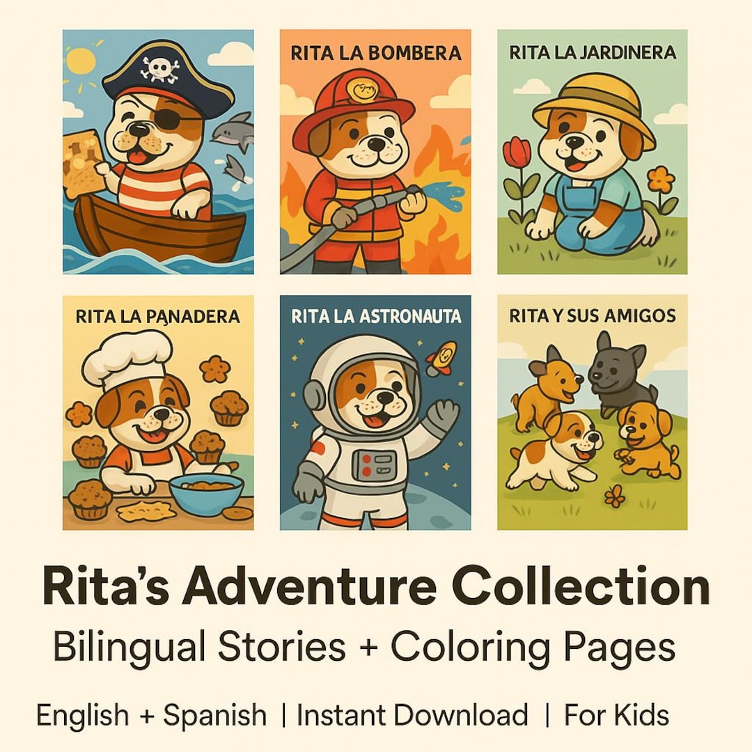 Rita’s Adventure Bundle | 6 Bilingual Printable Stories + Coloring ...