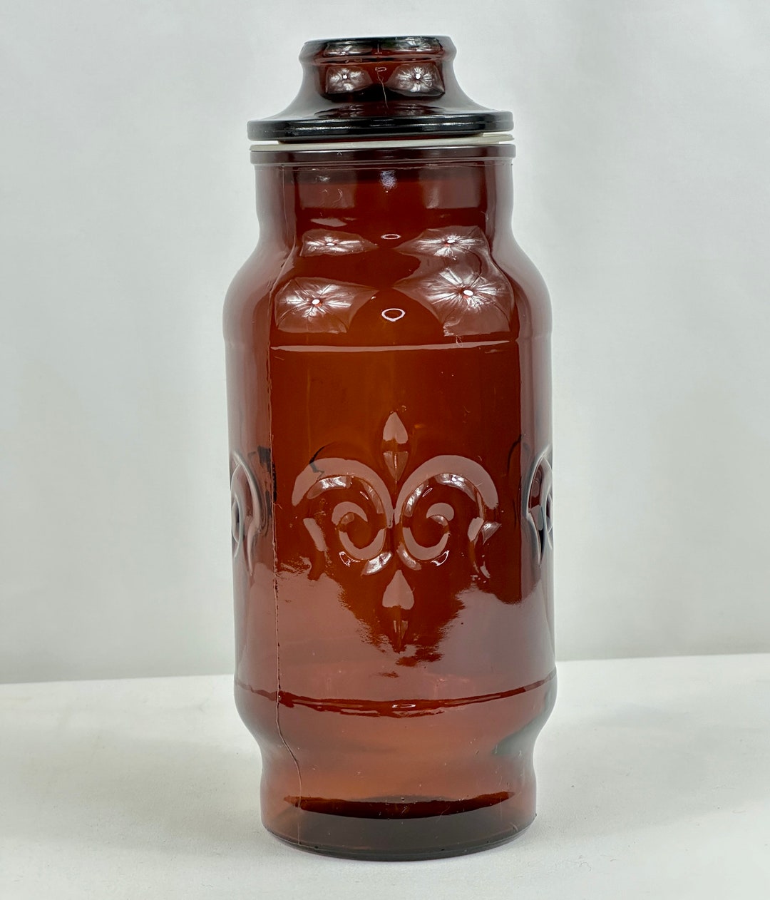 Vintage 1974 Borden Cremora Owens-illinois Amber Glass Fleur De Lis 9. ...