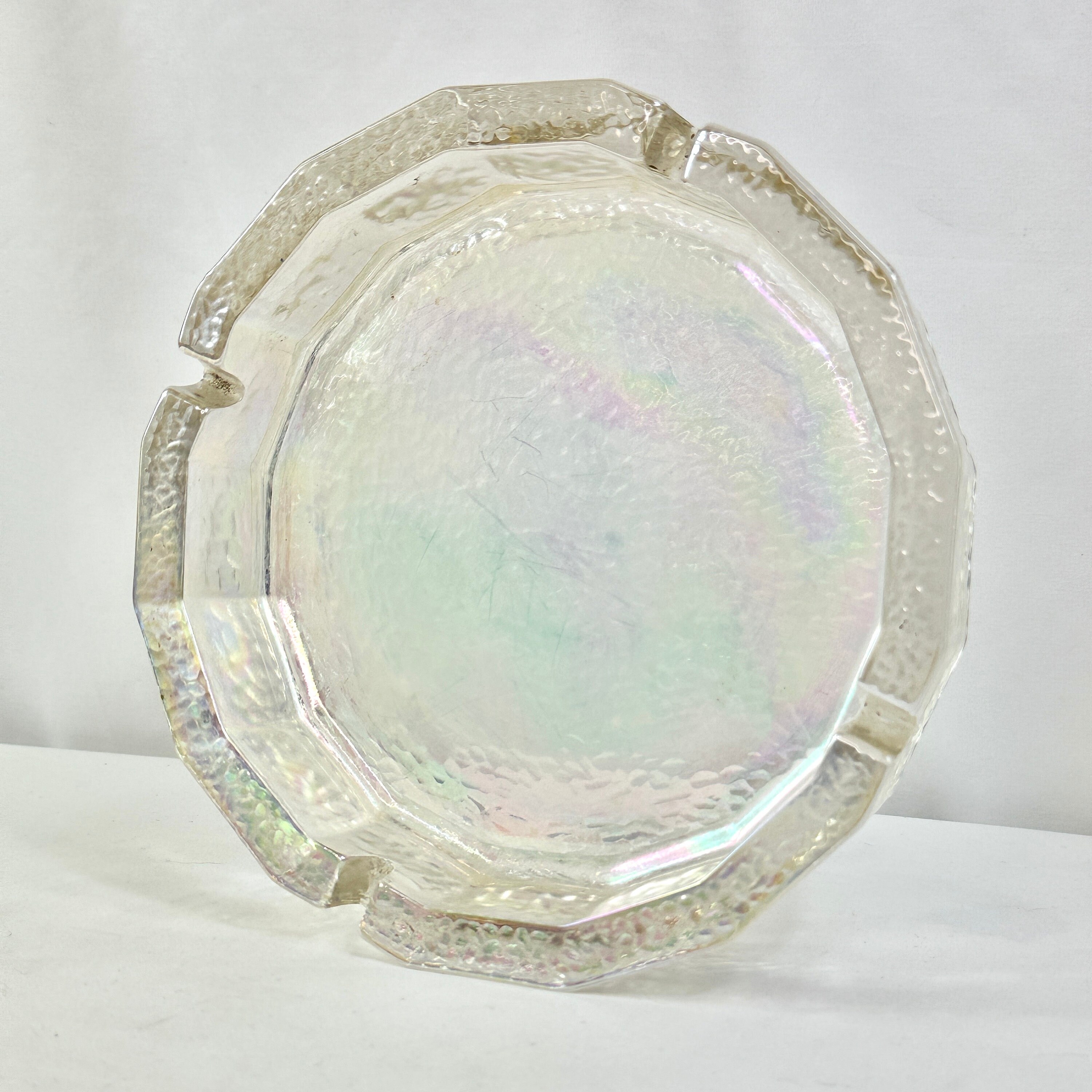 Vintage Mid Century 1960s Blenko Glass Clear Rainbow Iridescent ...