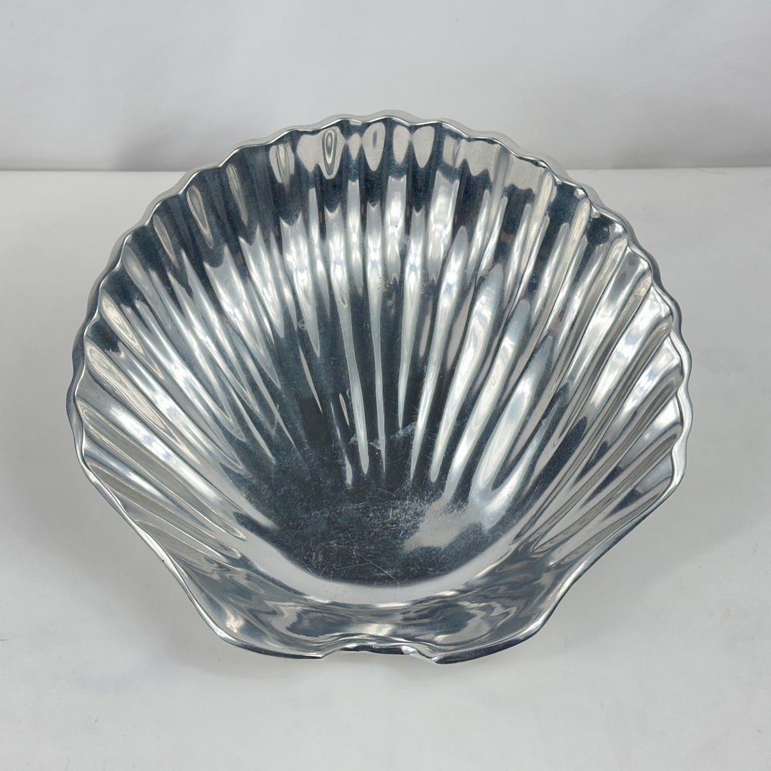 Vintage 1980s IHI India Handicrafts Inc 10 Silver Pewter Clam Sea Shell ...