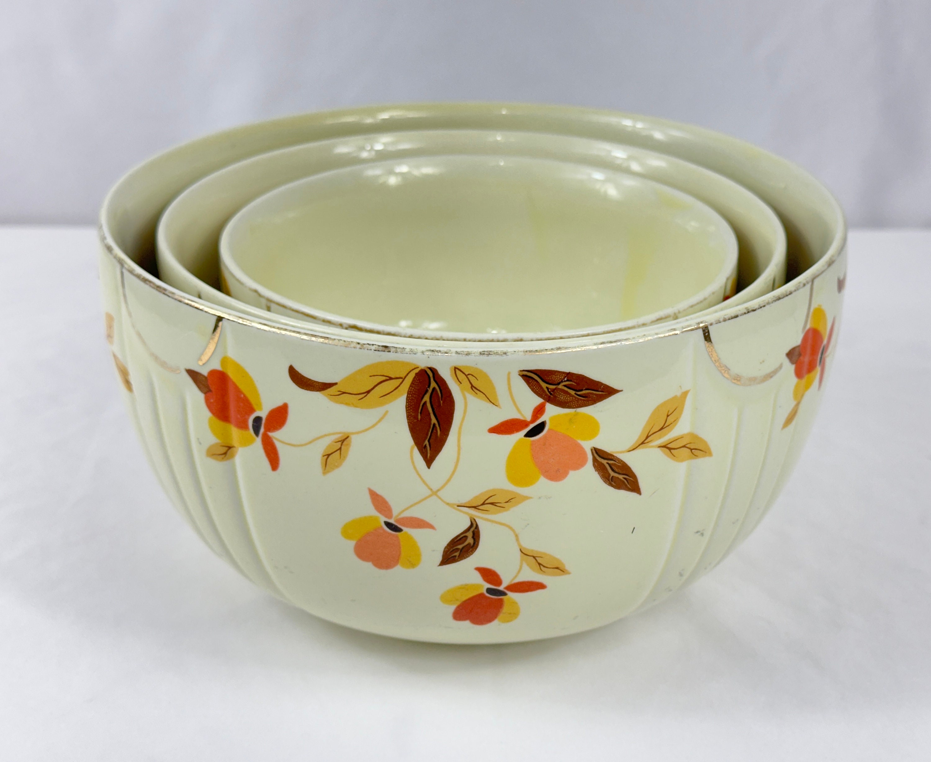 Vintage 1940s Hall's Superior Jewel Tea Autumn Leaf Nesting Mixing Bowl ...