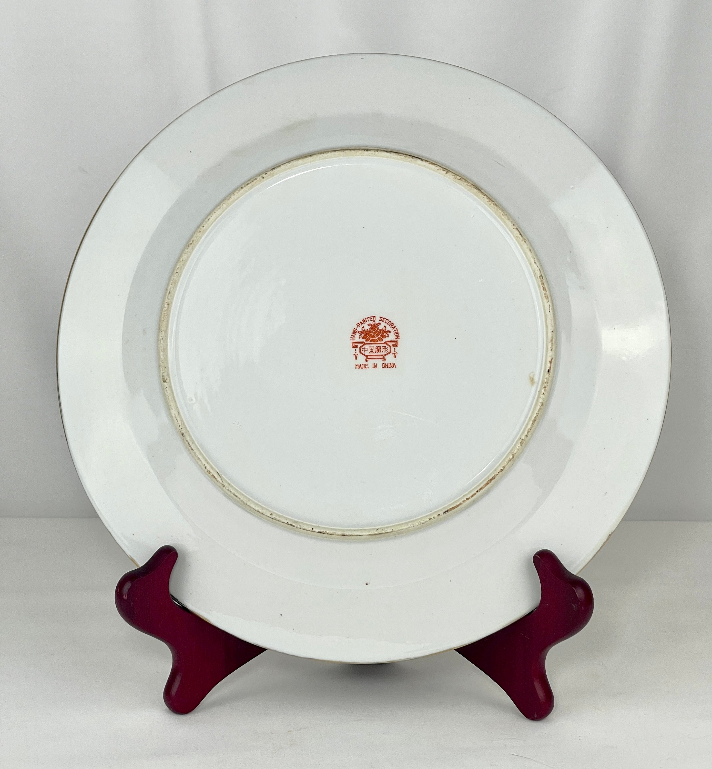 Vintage Chinese Zhongguo Zhi Zao Hand Painted Porcelain 10 Plate Gold ...