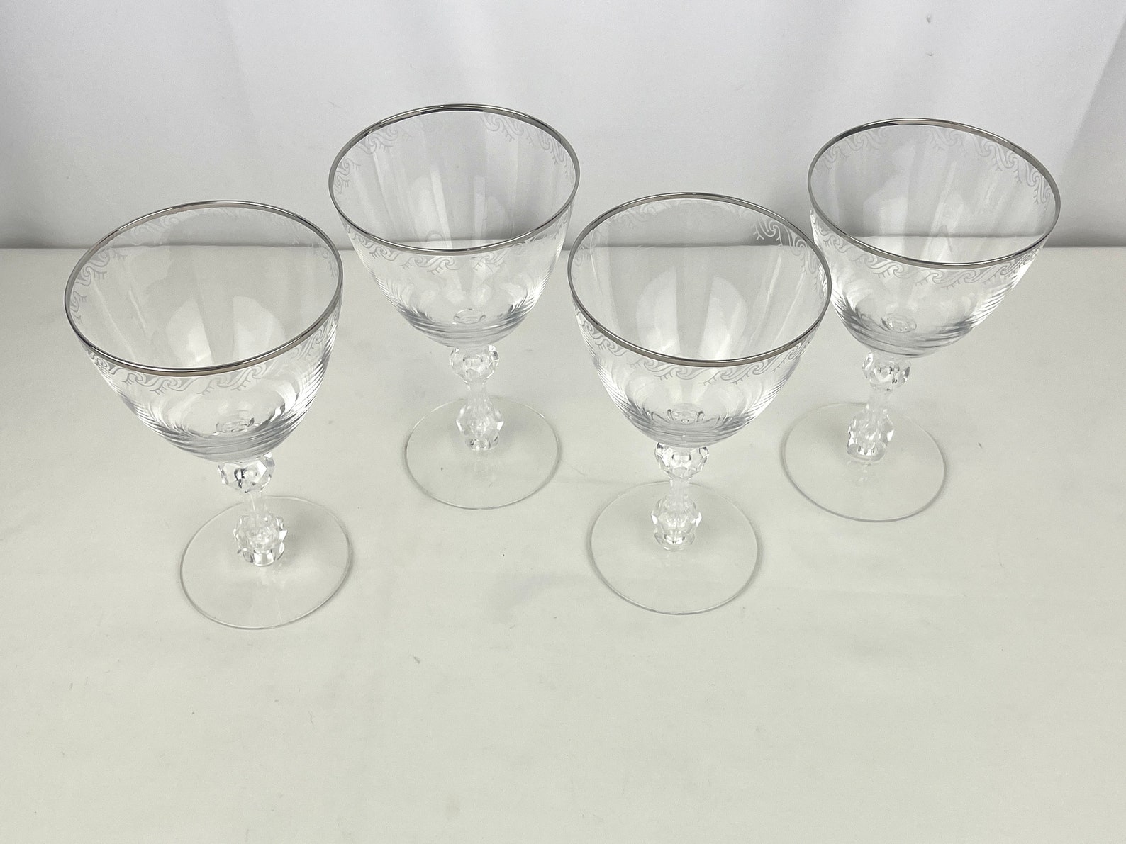 Vintage Set of Four Tiffin-franciscan Hand Blown Glass Water Goblets in ...