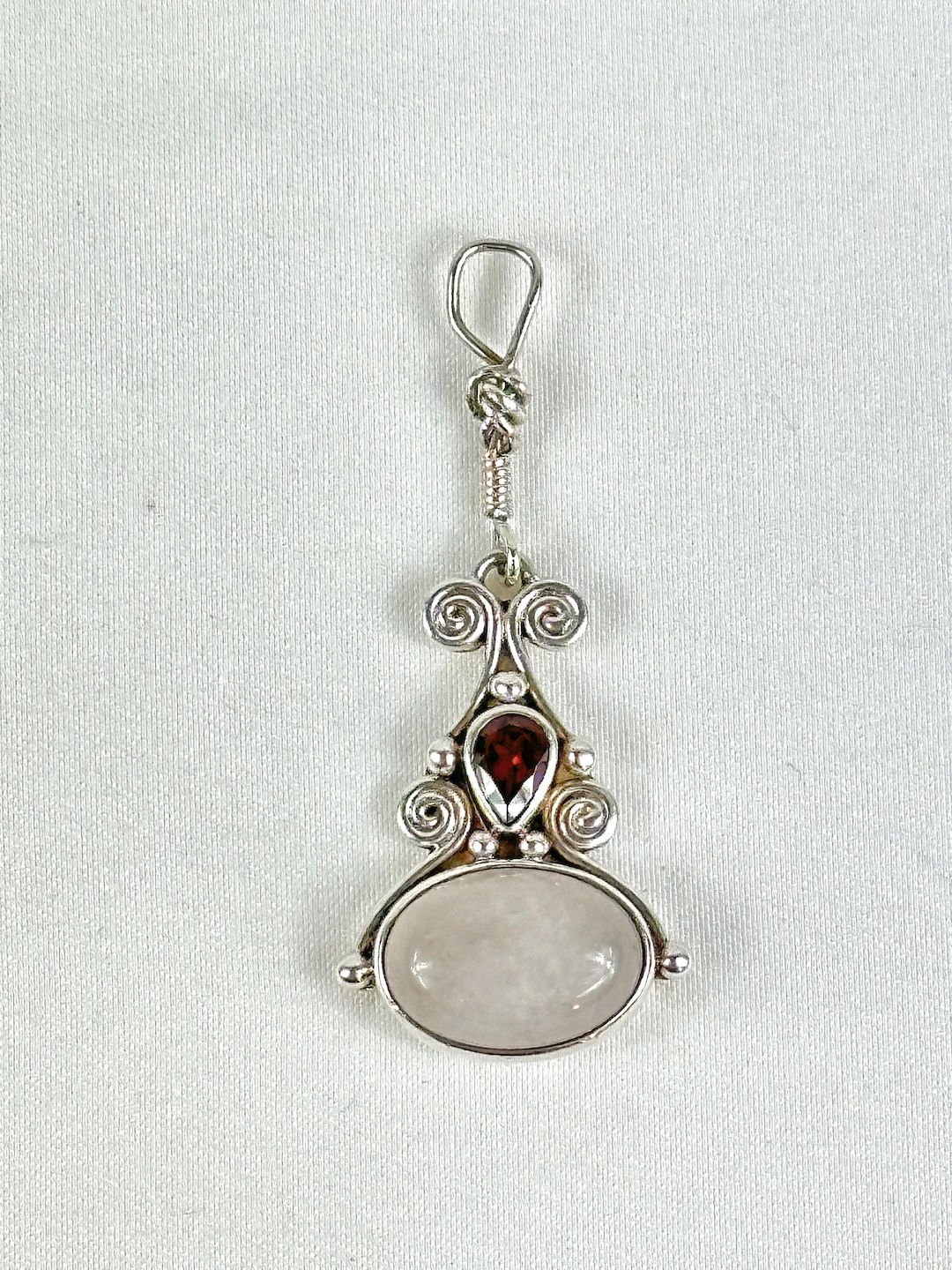 Vintage Handcrafted Sajen 925 Sterling Silver Pendant With Rose Quartz ...