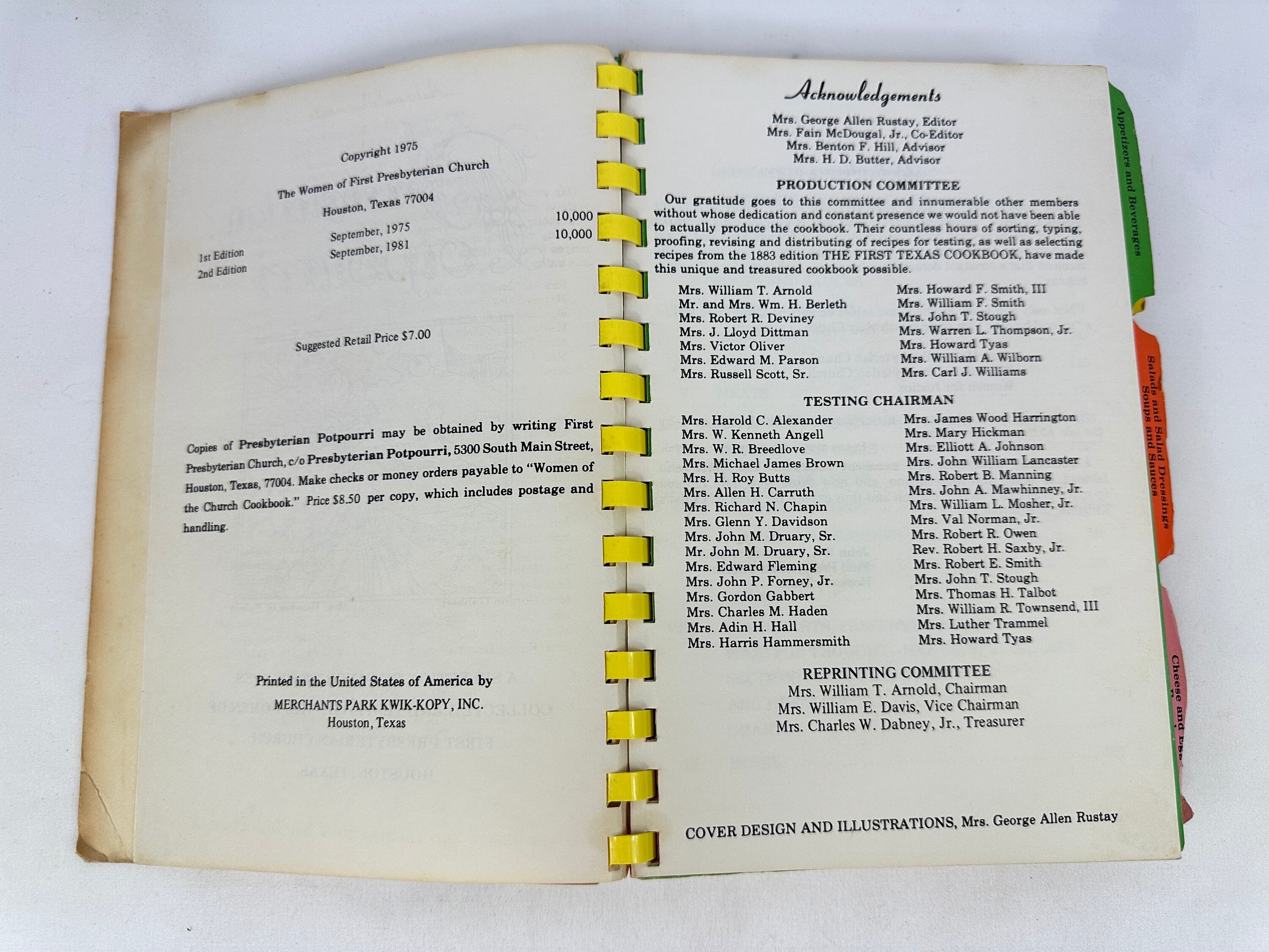 1981 Vintage Local Cookbook Presbyterian Potourri Compiled by First ...