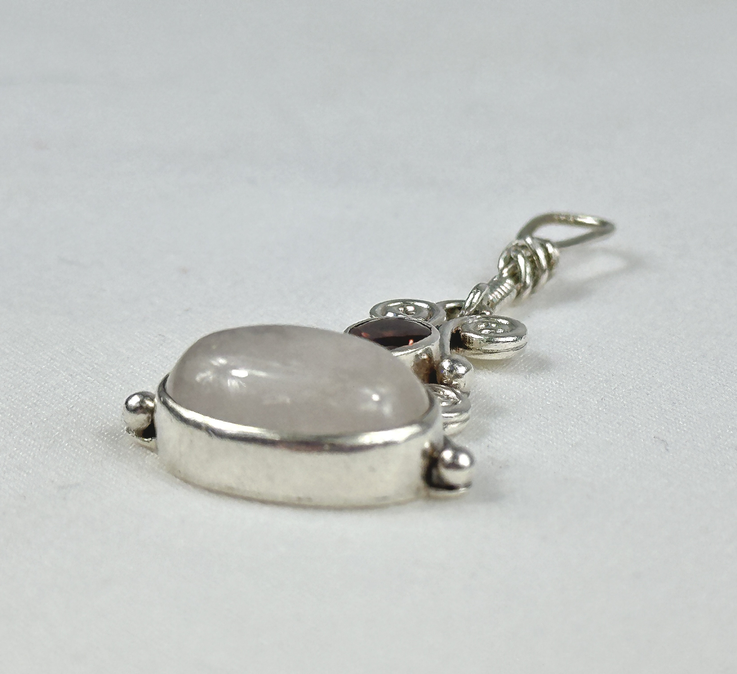 Vintage Handcrafted Sajen 925 Sterling Silver Pendant With Rose Quartz ...