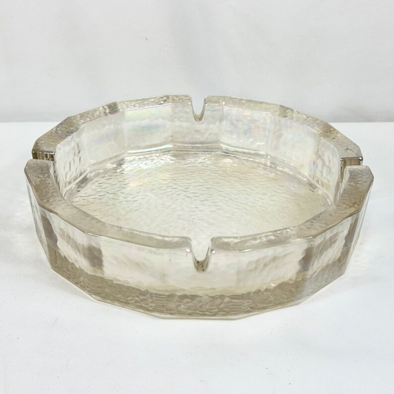 Vintage Mid Century 1960s Blenko Glass Clear Rainbow Iridescent ...