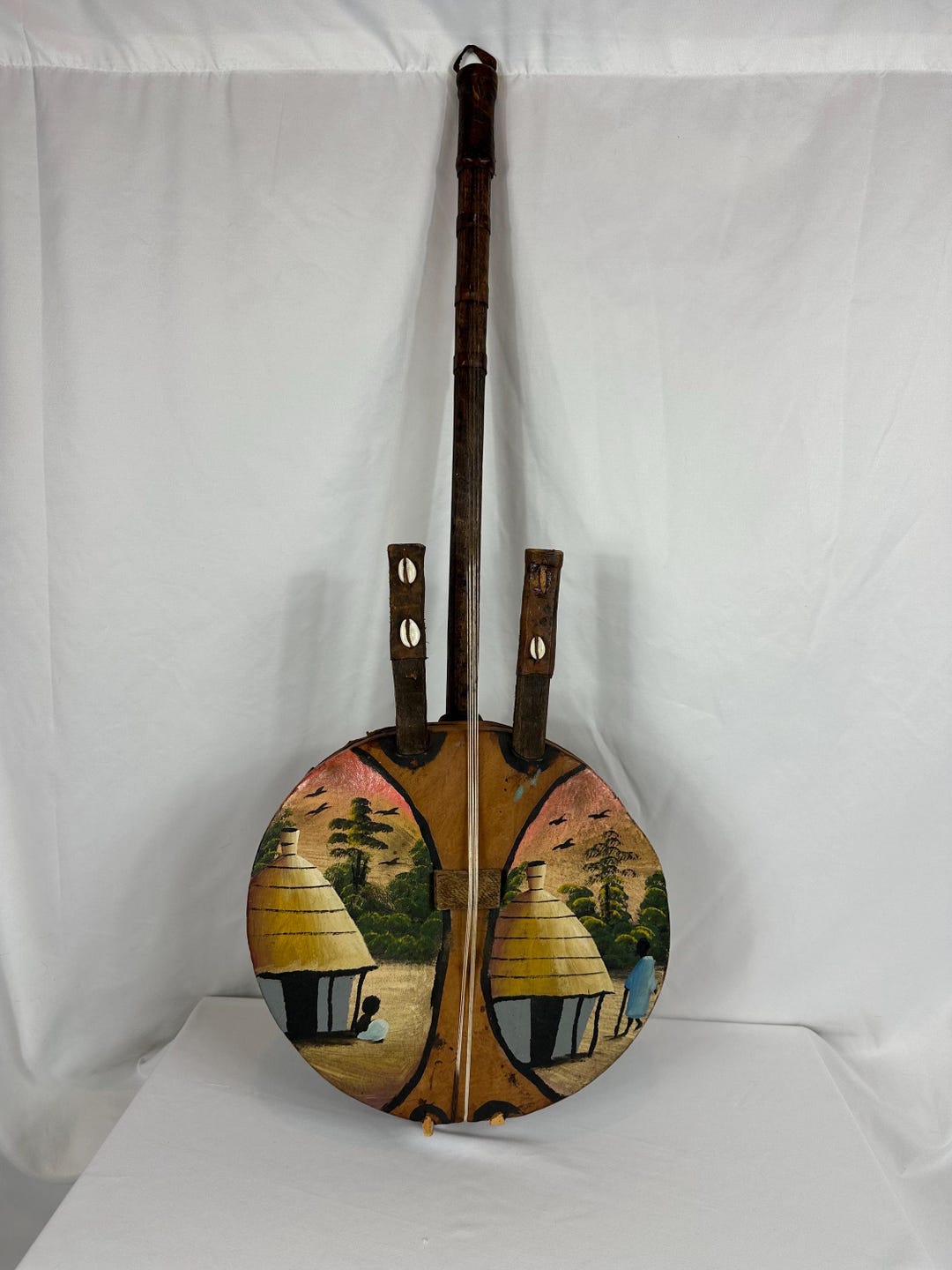 Vintage African Kora Handcrafted Instrument Featuring Folk Art Design ...