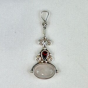 Vintage Handcrafted Sajen 925 Sterling Silver Pendant With Rose Quartz ...