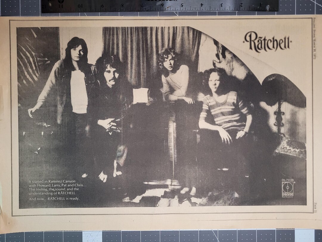 1972 Black and White RATCHELL (band) Advertisement From Rolling Stone ...