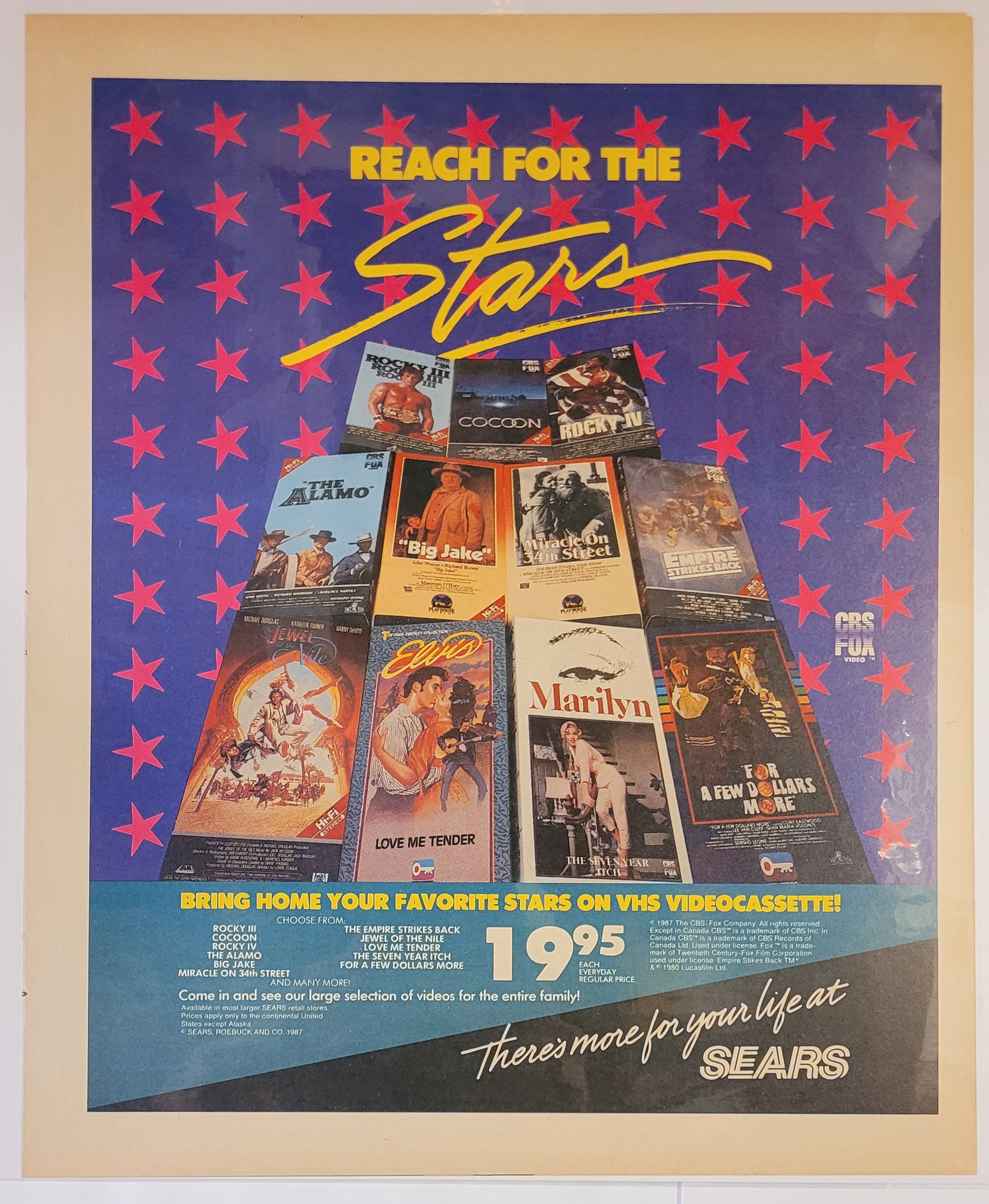 Vintage 1987 Sears VHS Large Format Print Magazine Ad W/ - Etsy