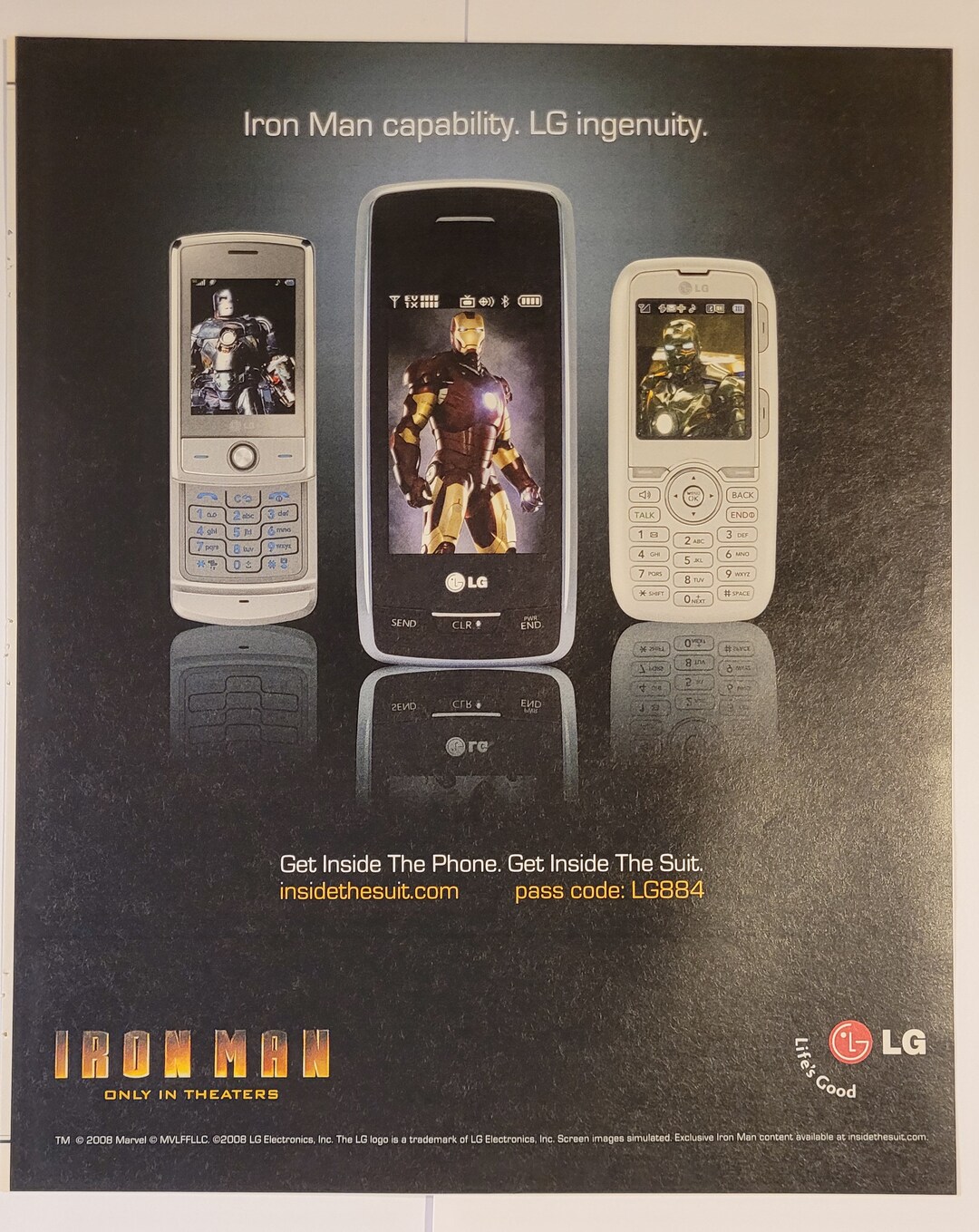 LG Phone IRONMAN Tony Starks Movie Ad From Large Format Print Magazine ...