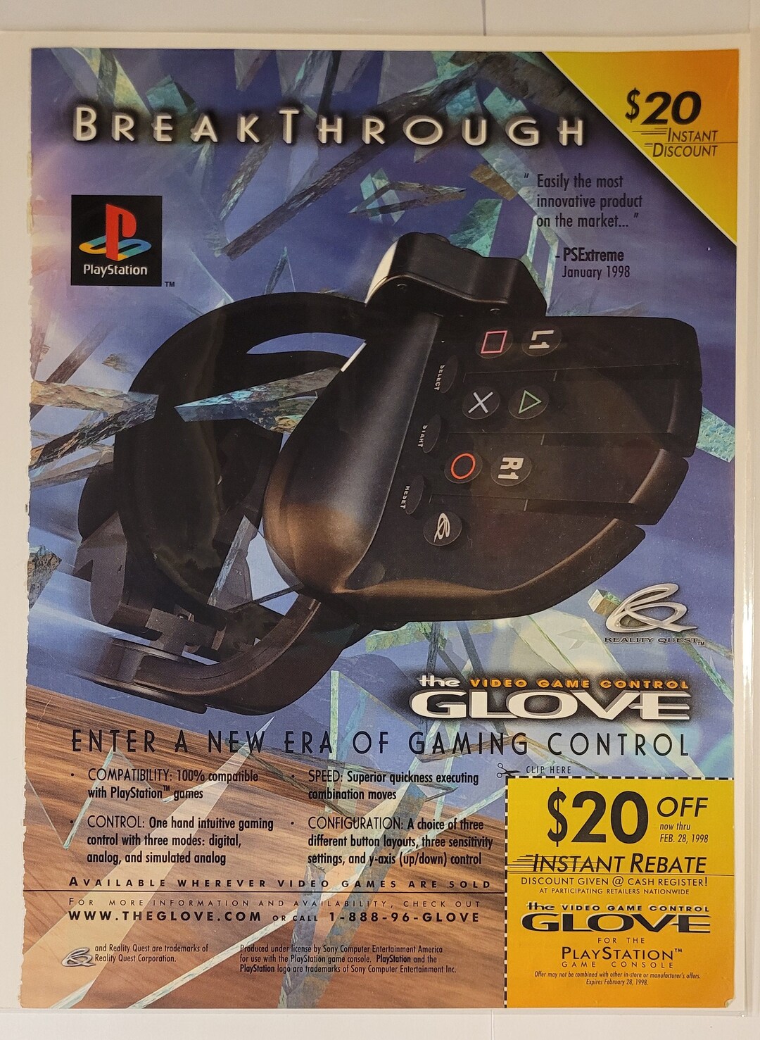 Playstation Video Game Control GLOVE Magazine Advertisement 1998 - Etsy