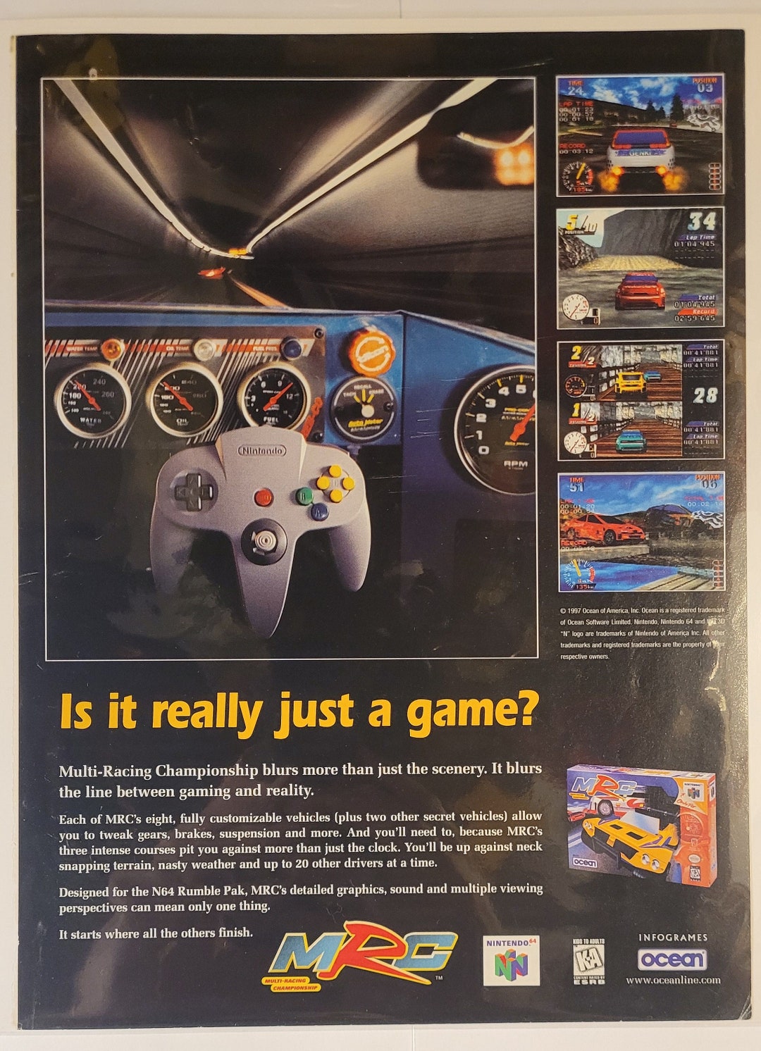 1997 MRC Car Racing Video Game Magazine Advertisement W/ Nintendo 64 ...