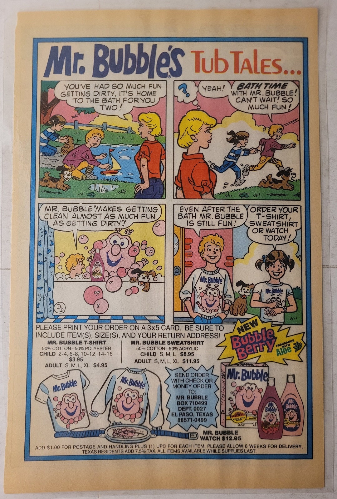 Vintage Mr. Bubble's Tub Tales Comic Strip Ad From Comic Book (1980s ...