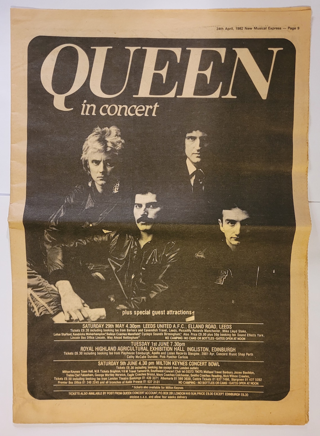 1982 Large Format Newspaper-magazine Advertisement for QUEEN in Concert ...
